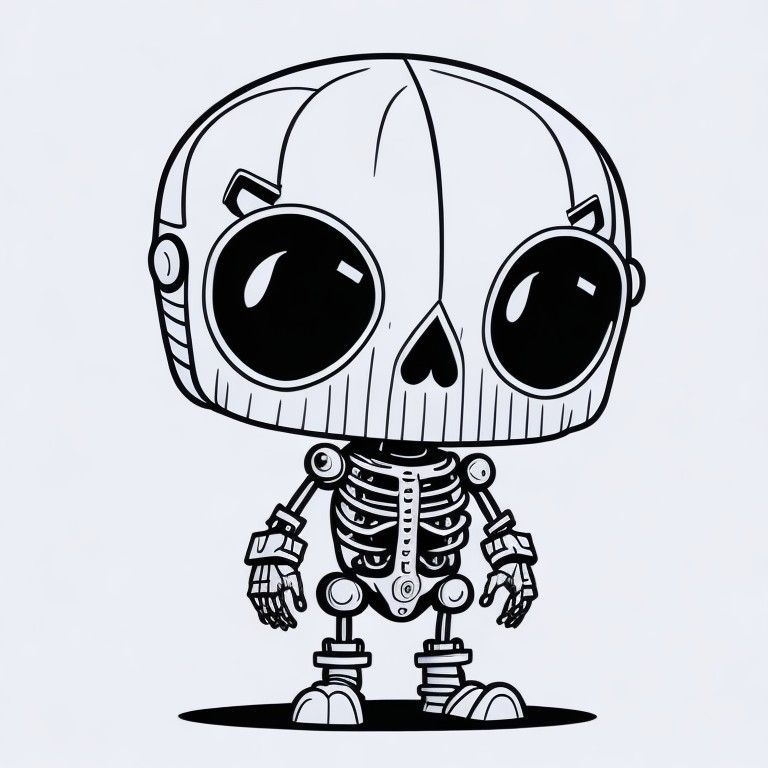 Free Halloween cute Skeleton coloring page for kids