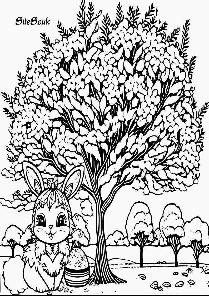 Free Printable Snow Bunny coloring pages in Snow Landscape