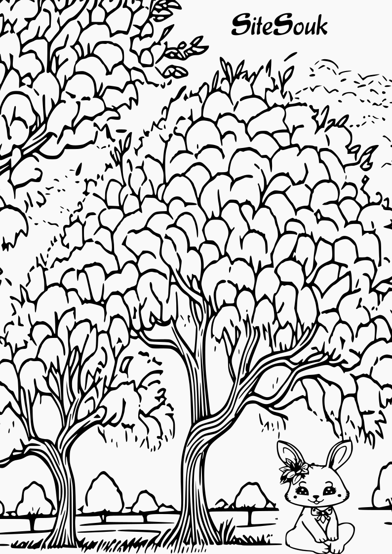 Free Printable Snow Bunny coloring pages in Snow Landscape