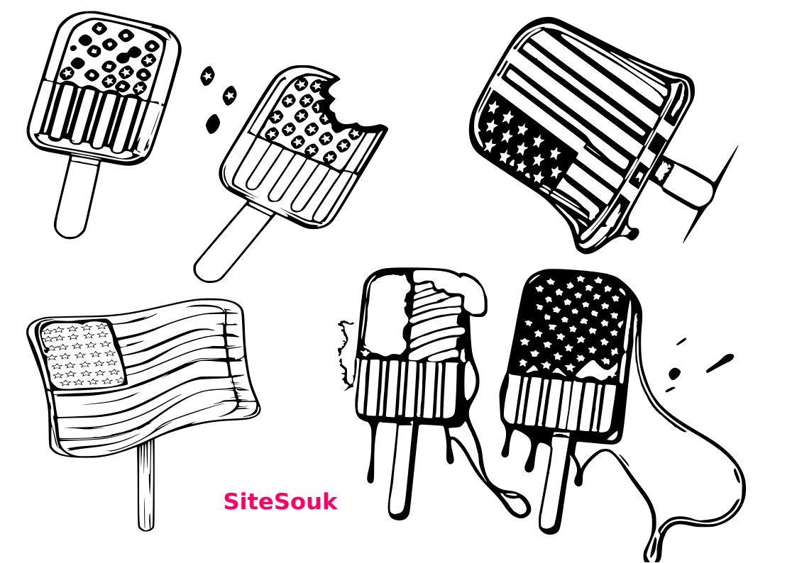 Free Printable USA Flag Popsicle Coloring Page 4th of July