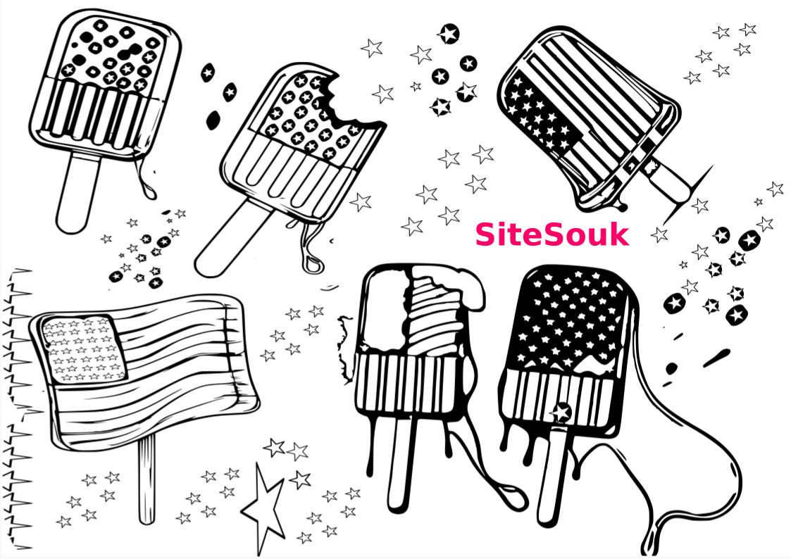 Free Printable USA Flag Popsicle Coloring Page 4th of July