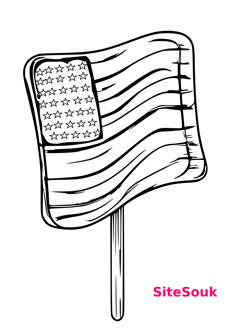 Free Printable USA Flag Popsicle Coloring Page 4th of July