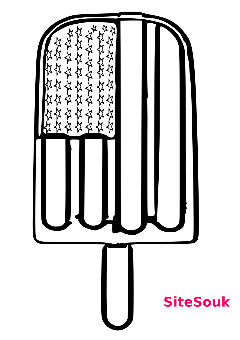 Free Printable USA Flag Popsicle Coloring Page 4th of July