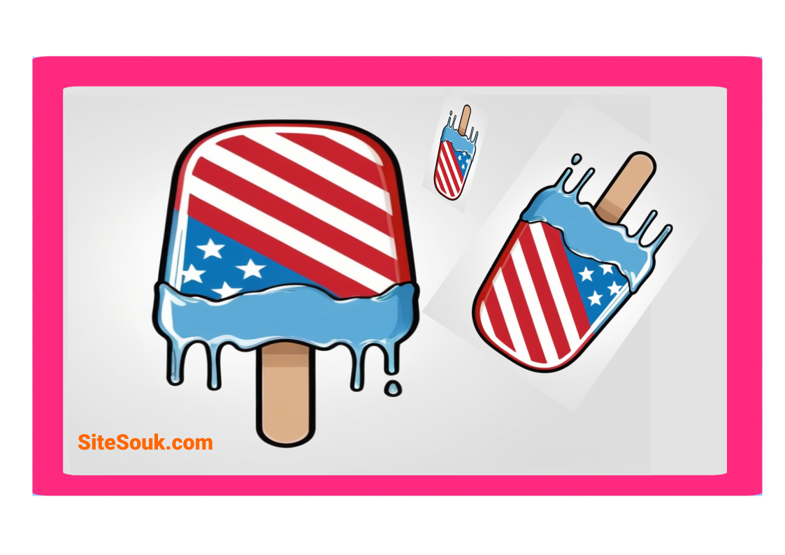 Free Printable USA Flag Popsicle Coloring Page 4th of July